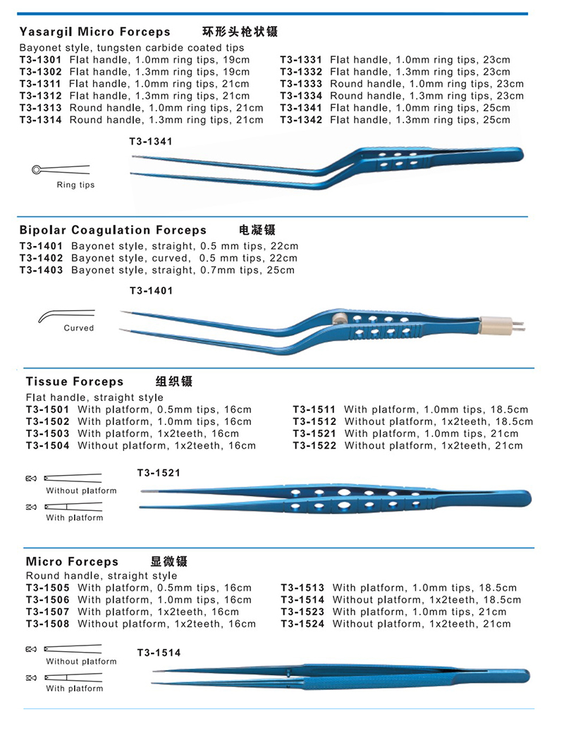 Neurosurgery Instruments Tissue Forceps Yasargil Micro Forceps
